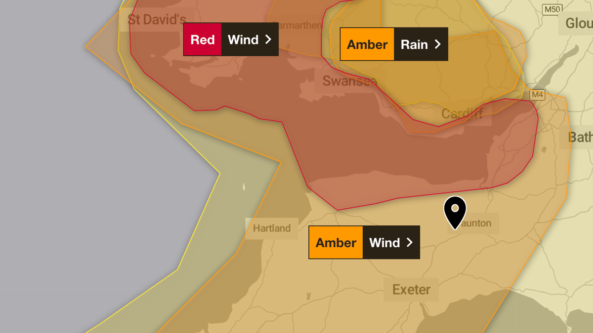 Met Office issue red warning across West Somerset ahead of Storm ...